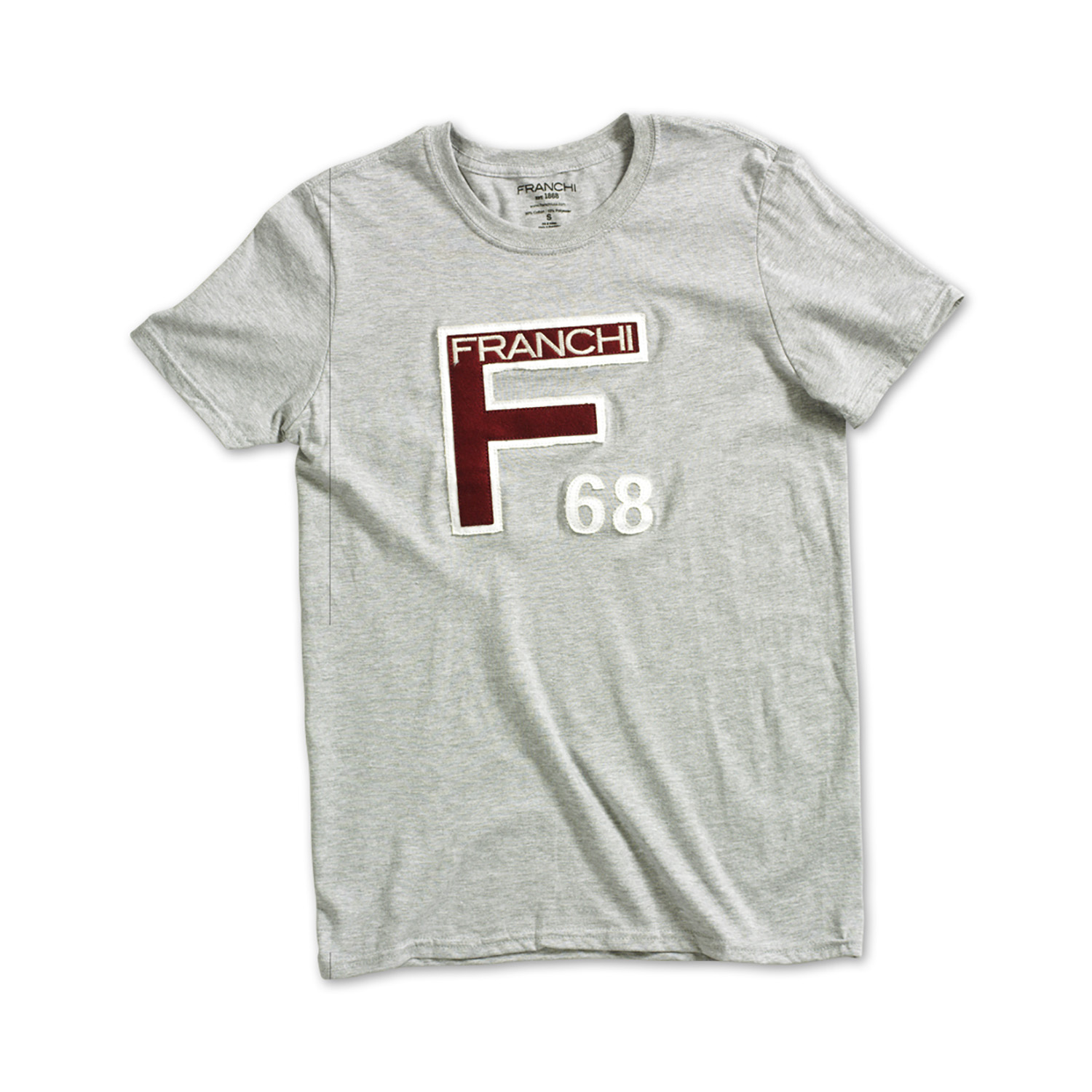 Franchi Maroon Applique "F" T-shirt, Gray with Maroon "F" | ShopFranchi